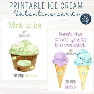 Editable Ice Cream Valentine Cards,ice Cream Valentines,kids Valentine ...
