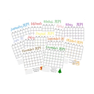 12 Month 2024 Digital Download Calendar - Etsy