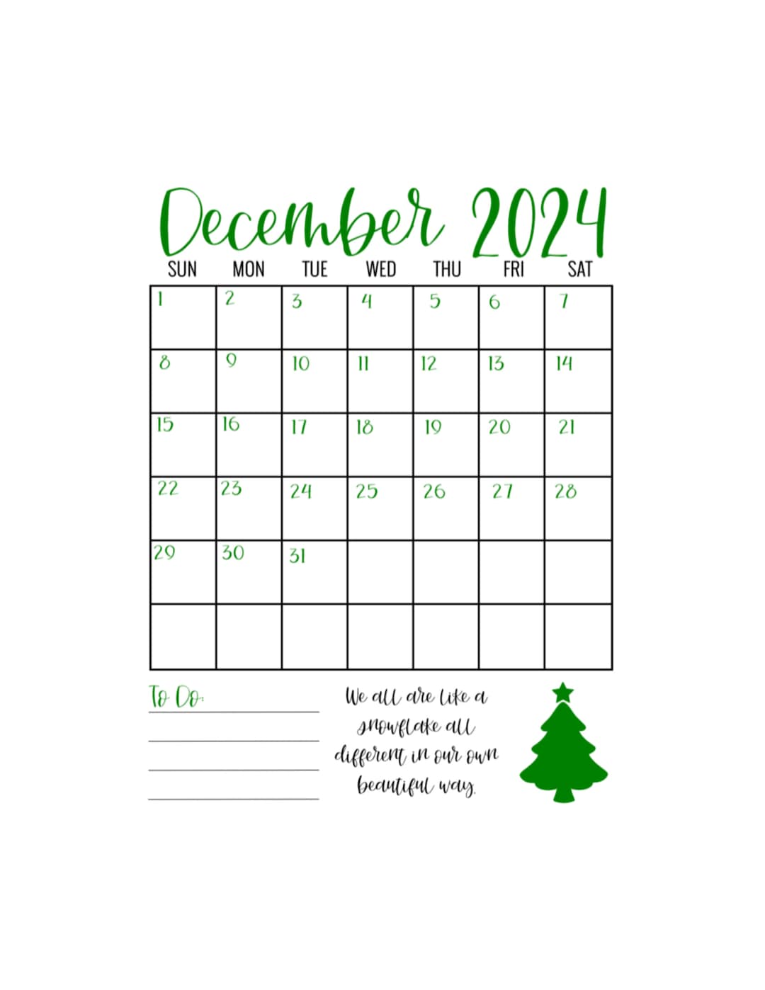 December 2024 Digital Download Calendar - Etsy UK