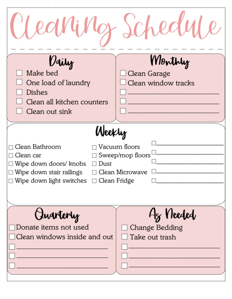 Cleaning Checklist Digital Download - Etsy