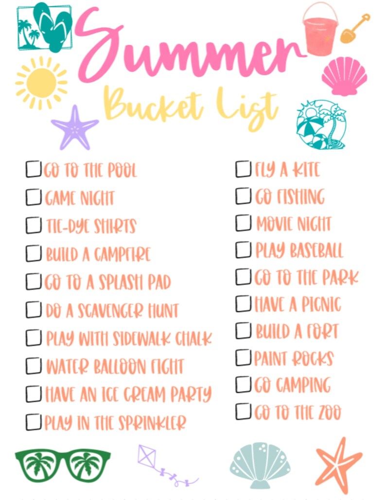 Digital Download Summer Bucket List - Etsy