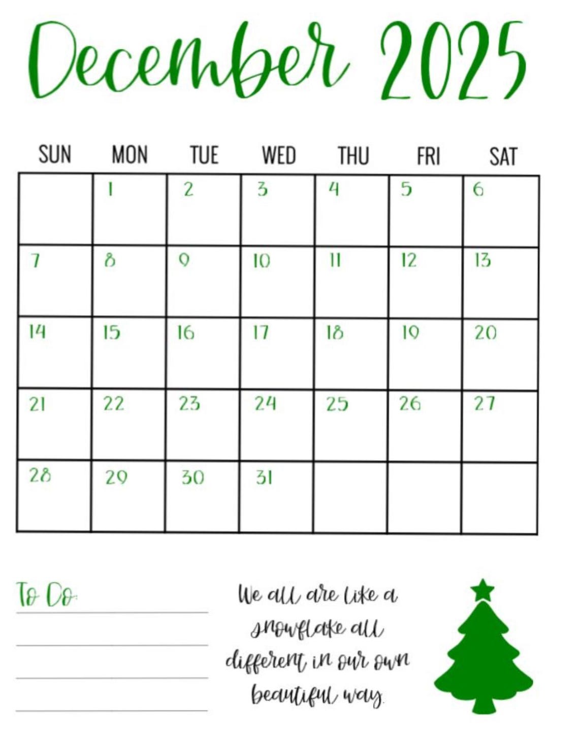 December 2025 Digital Download Calendar - Etsy