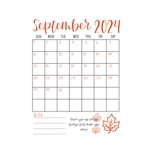 September 2024 Digital Download Calendar - Etsy