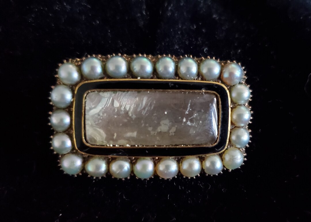 15K Gold Georgian Pearl Frame Pin - Etsy