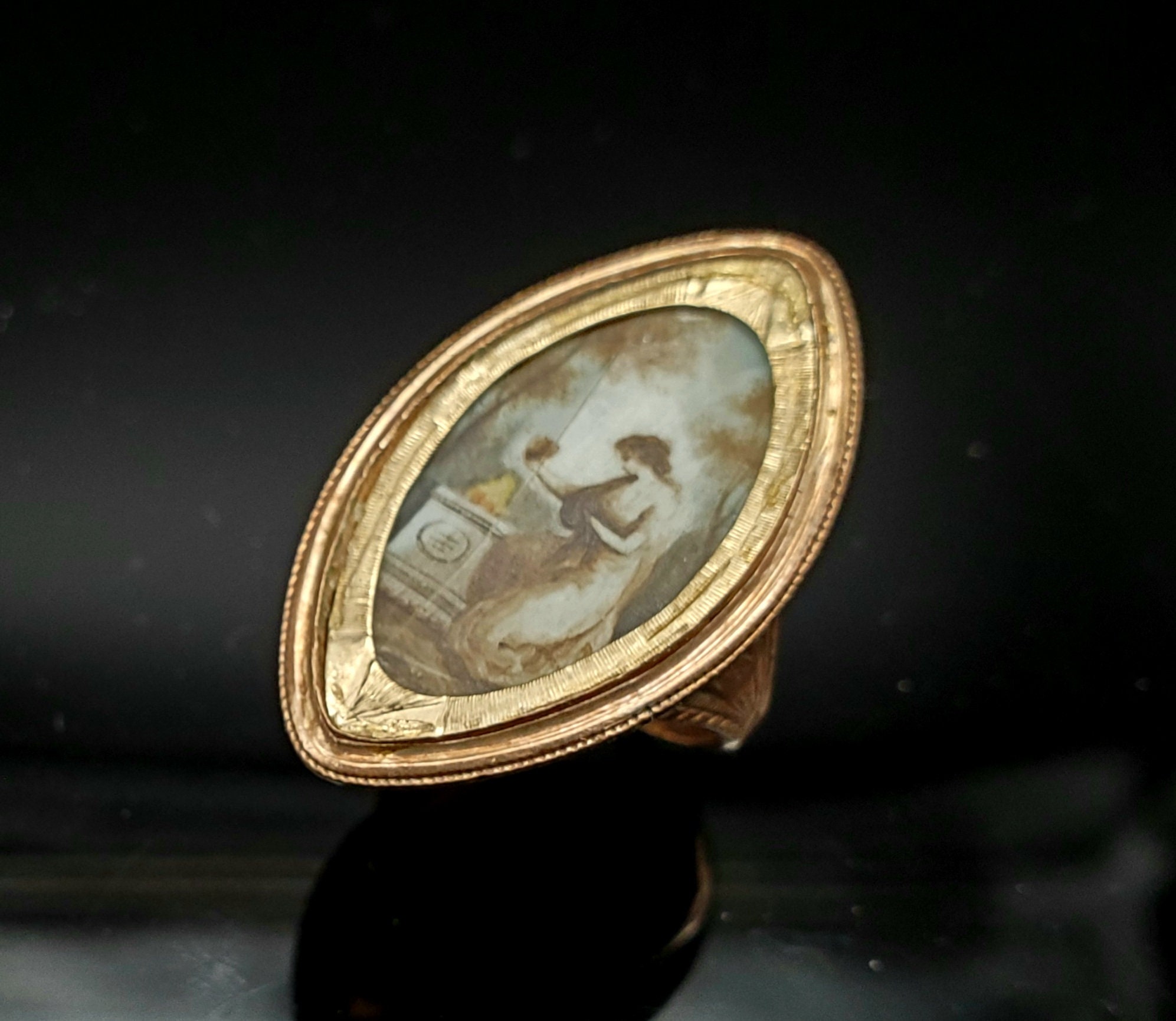 Georgian Sepia 14k Gold Memorial Ring - Etsy