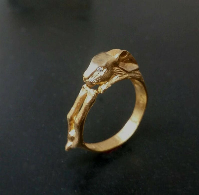 Adorable Finely Detailed 14K Gold Rabbit Ring With Diamond Eyes - Etsy