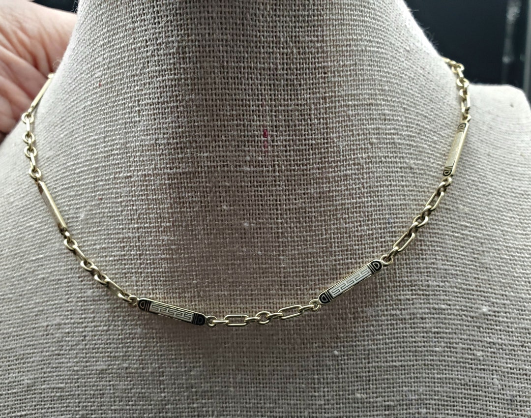 Unique Beautiful Antique Gold Enamel Fob Chain (14" and Extendable) - Etsy