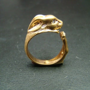 Adorable Finely Detailed 14K Gold Rabbit Ring With Diamond Eyes - Etsy
