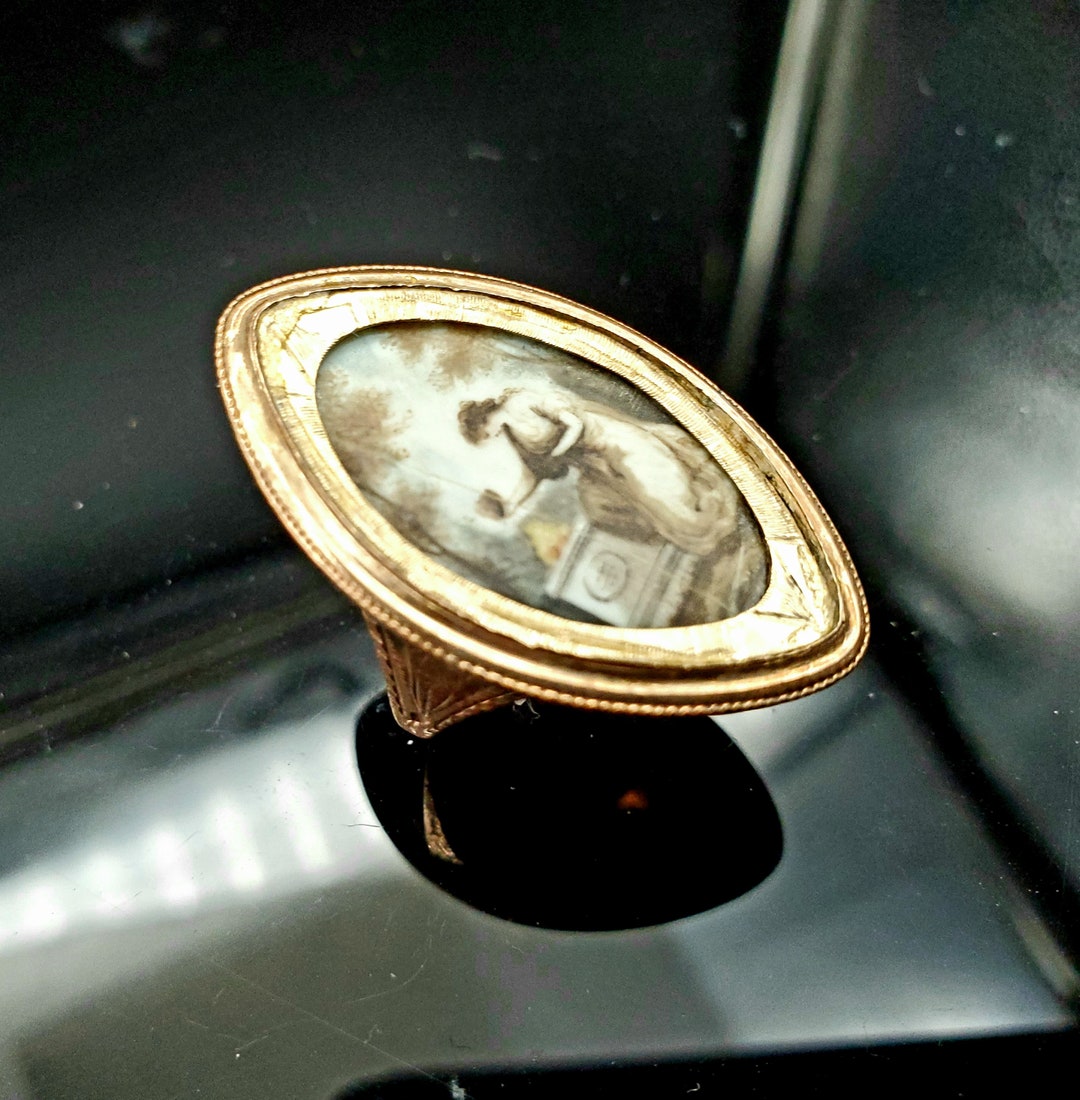 Georgian Sepia 14k Gold Memorial Ring - Etsy