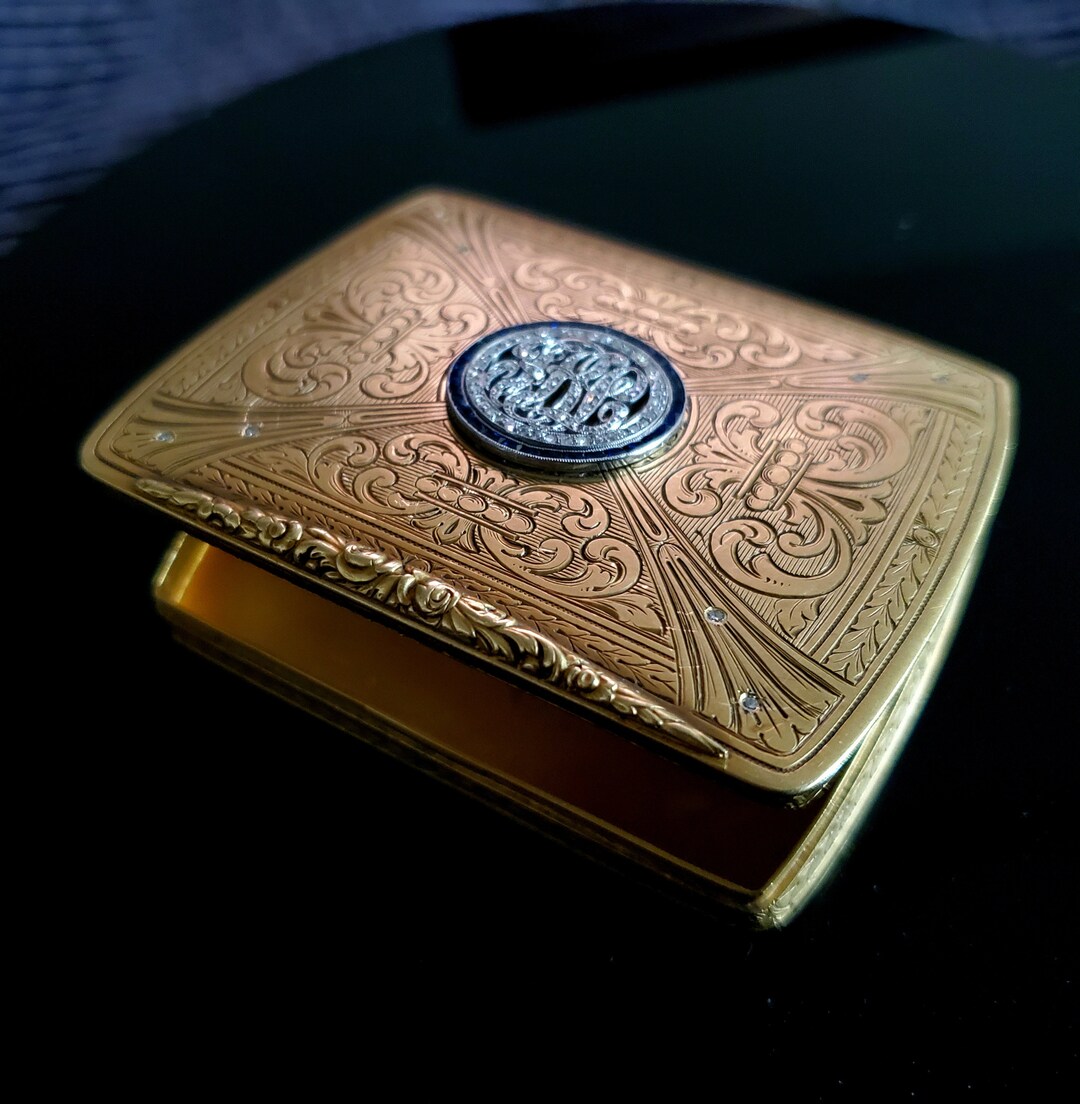 Incredible 18k Gold Antique Box With Diamond Top - Etsy