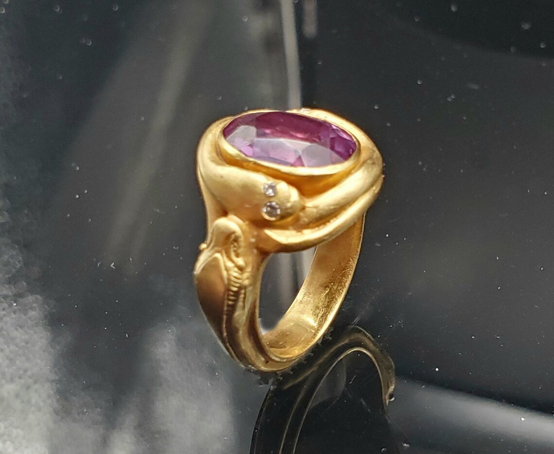 Unique Vintage 14K Gold Snake Ring - Etsy