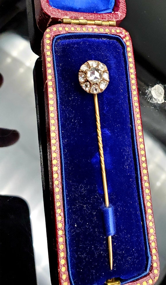 Victorian Old Mine cut cluster stick pin - Gem