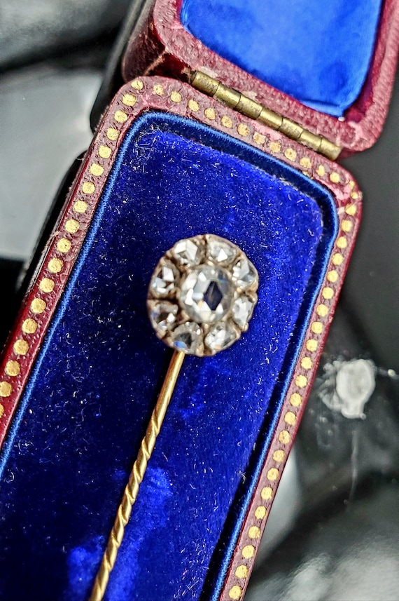 Victorian Old Mine cut cluster stick pin - Gem