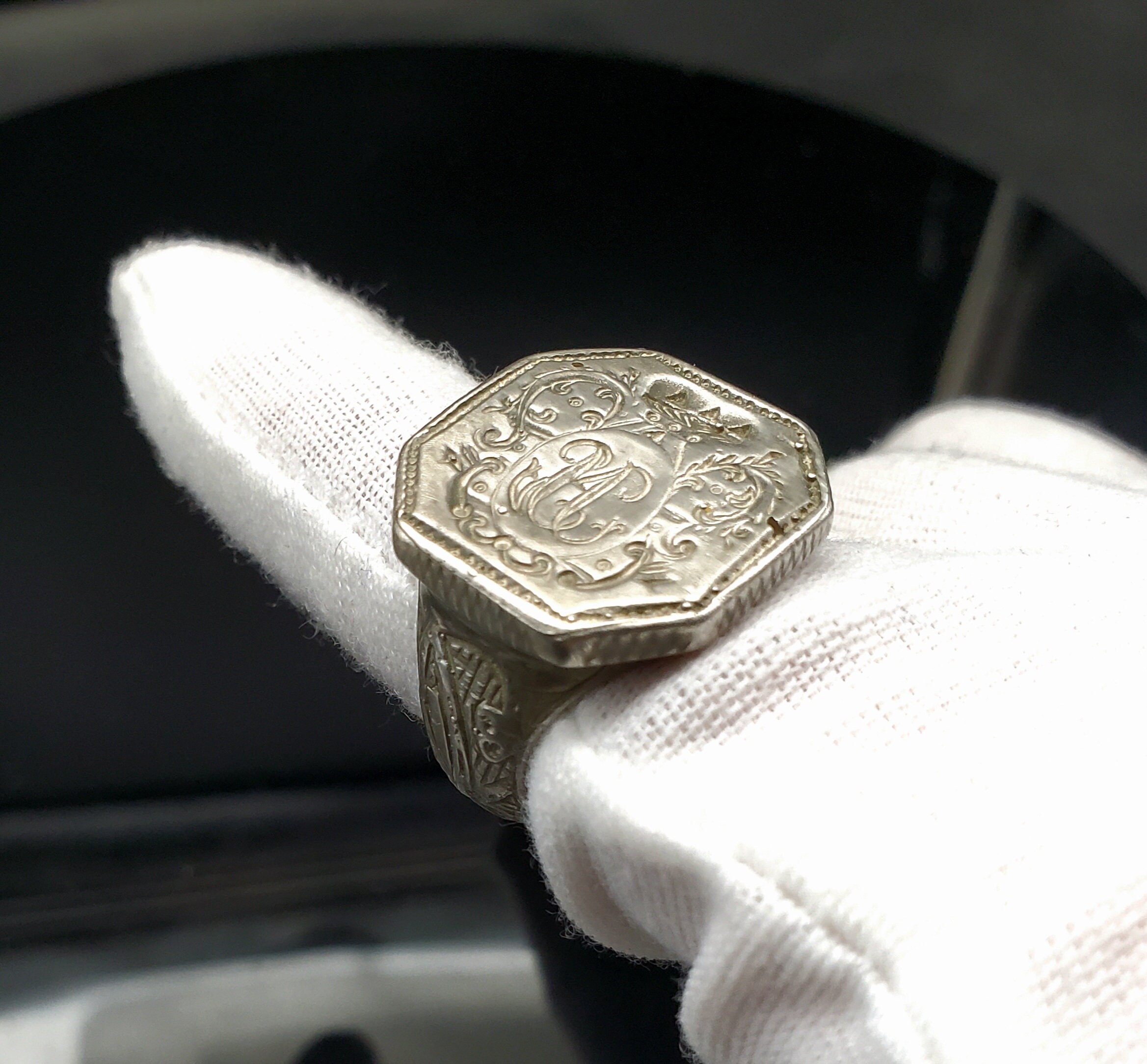 Incredible and Unique Sterling Silver Heavy Octagon Crest Ring - Etsy