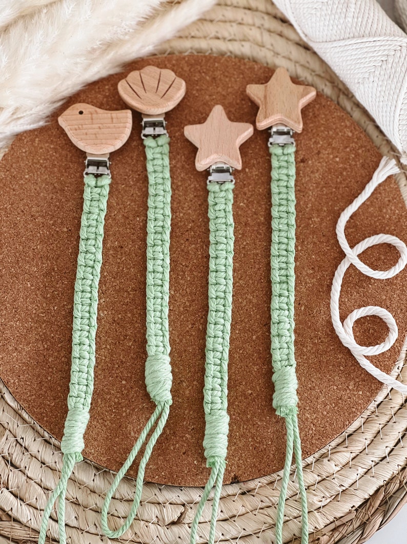Macrame Pacifier Clip, Boho Paci Holder, Wood Pacifier Clip, 100% ...