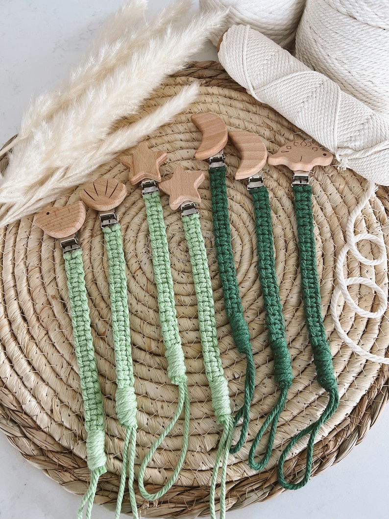 Macrame Pacifier Clip, Boho Paci Holder, Wood Pacifier Clip, 100% ...
