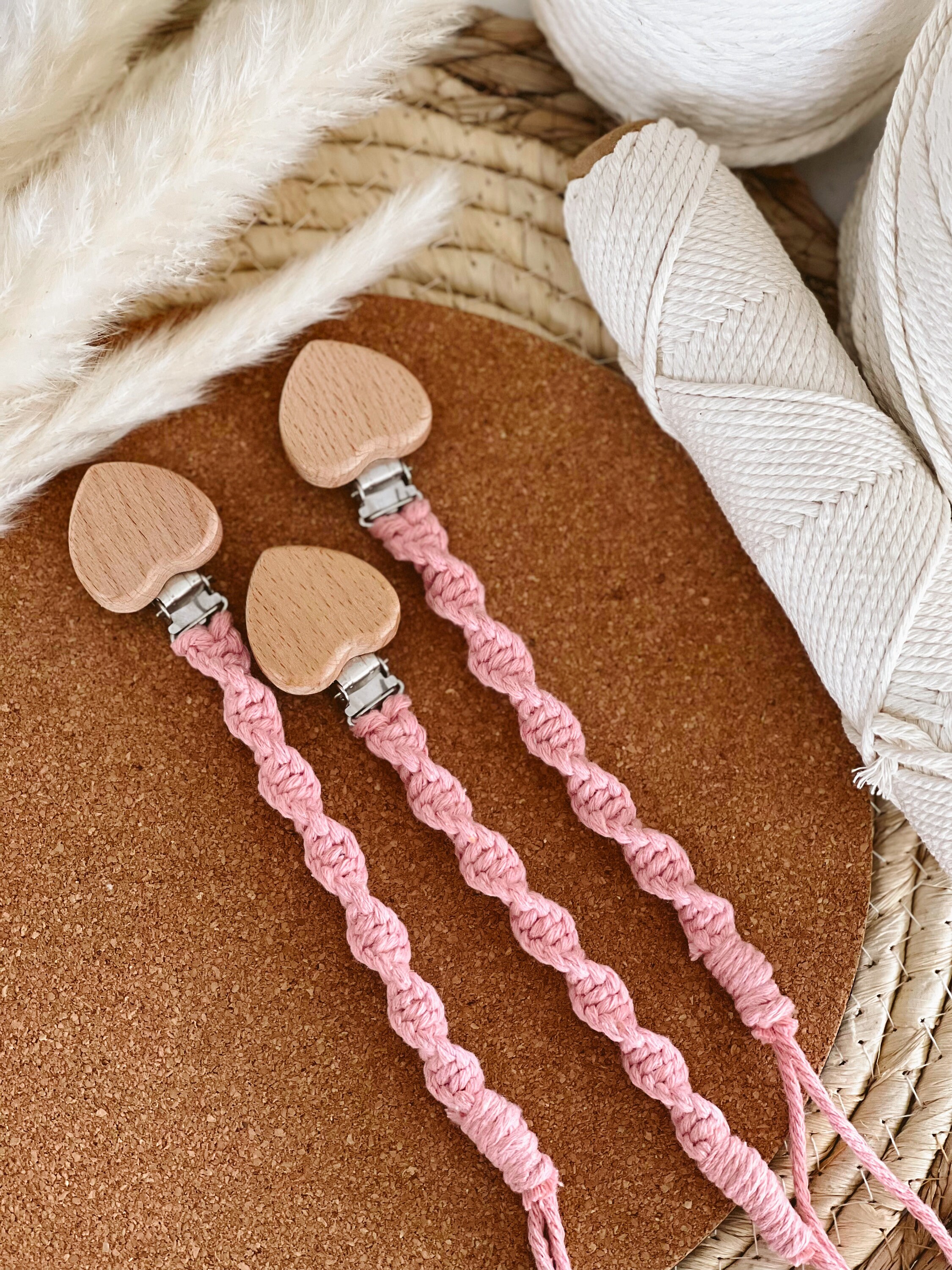 Macrame Pacifier Clip, Boho Paci Holder, Wood Pacifier Clip, 100% ...