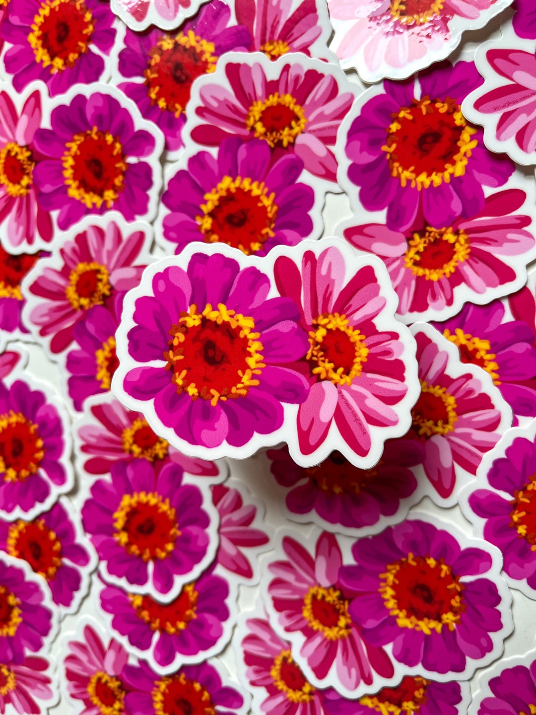 Zinnia Sticker, Die Cut Vinyl Flower Decal, Bouquet of Flowers Weather ...