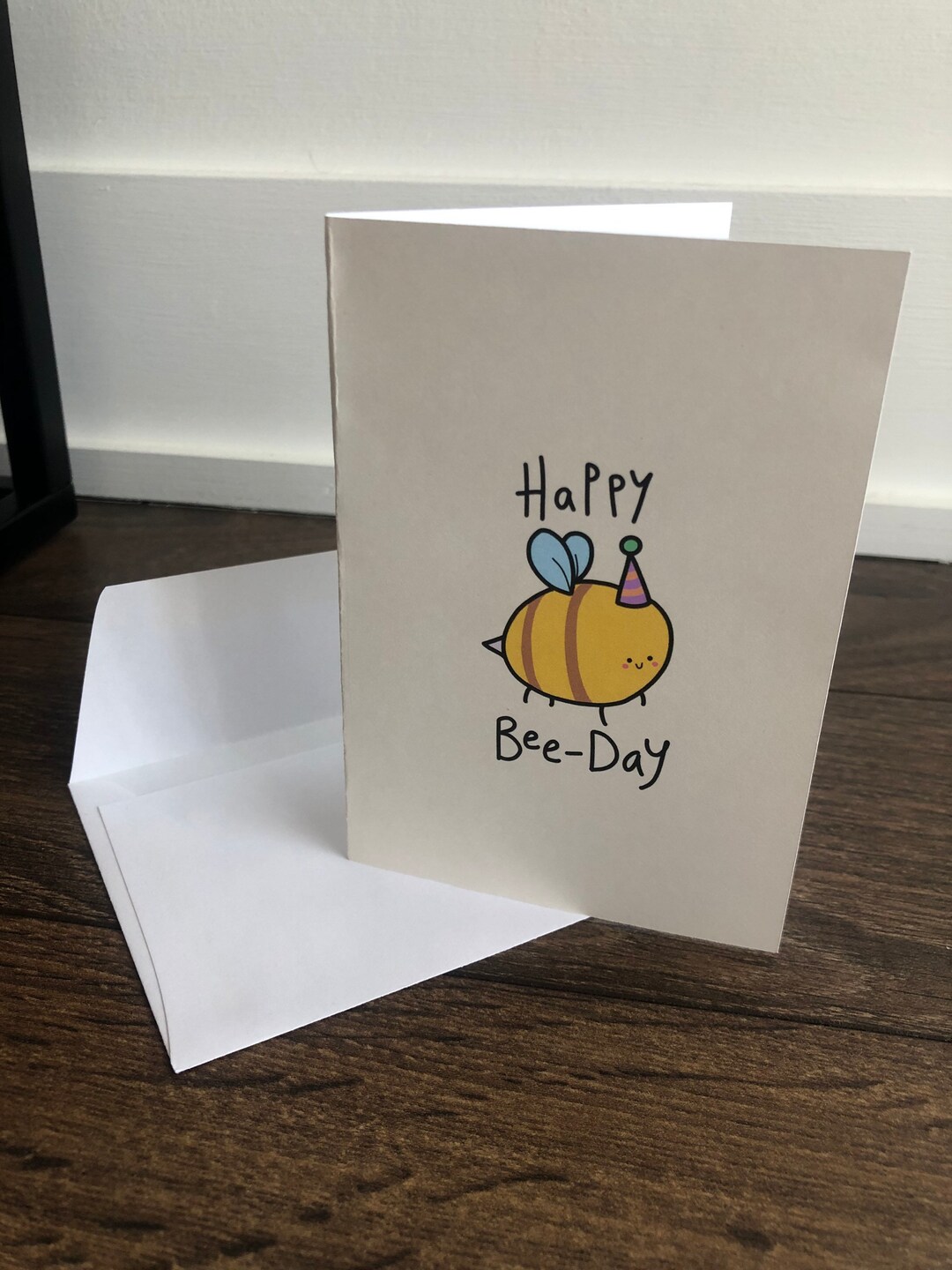 Bee-themed Birthday Card Happy Bee-day Greeting Cute Bee Illustration ...