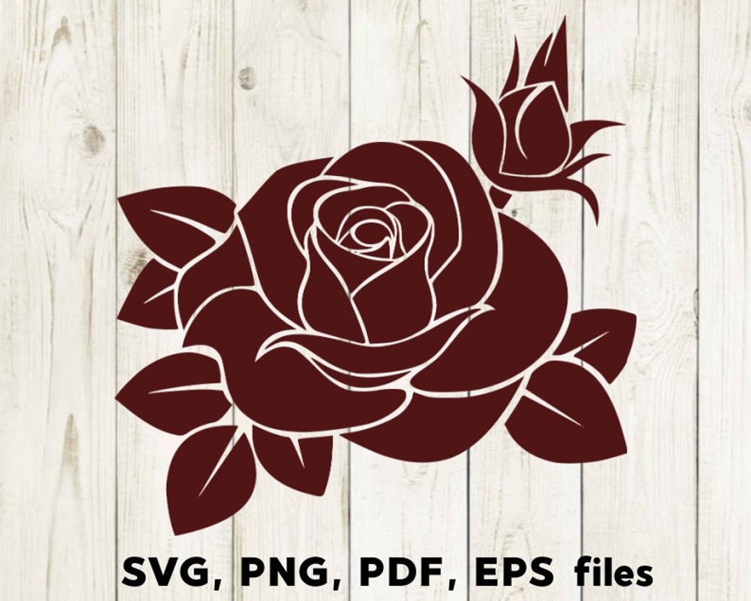 Rose SVG, Elegant Rose Vector, Rose Bud, Rose Shape, Rose Silhouette ...