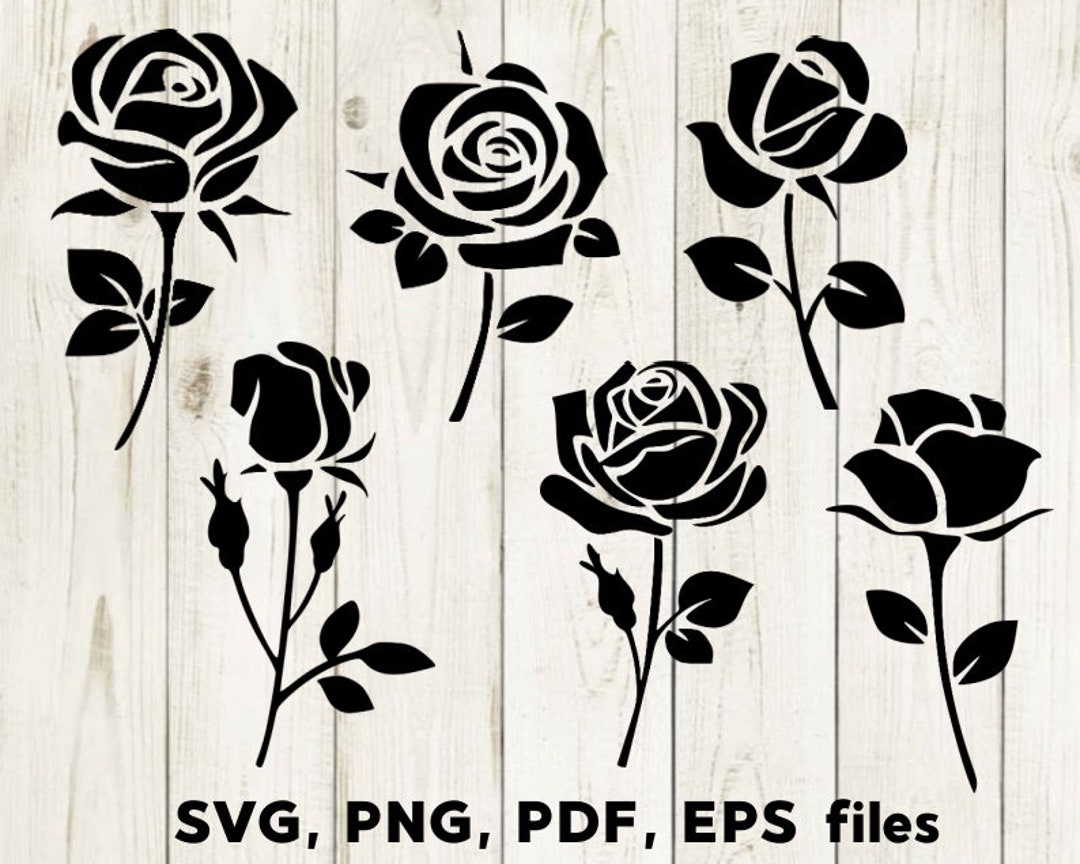 Rose SVG Rose DXF Vector, Rose Shape, Rose Silhouette, Rose Clipart ...