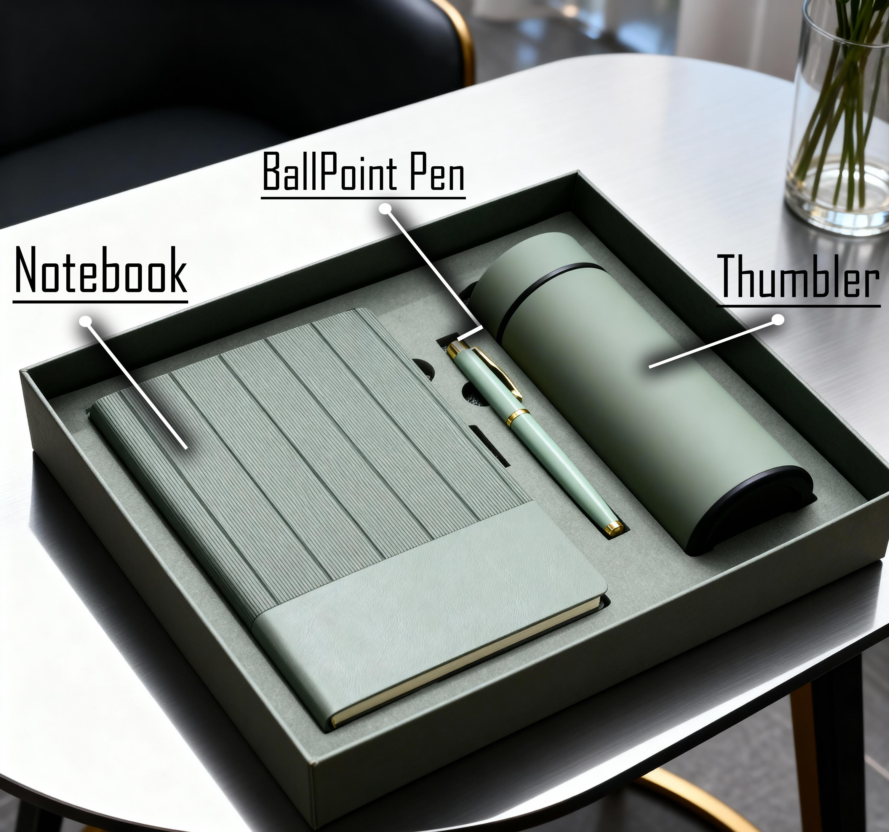 Personalized Leather Notebook Gift Set, Notebook, Pen, and Thumbler ...