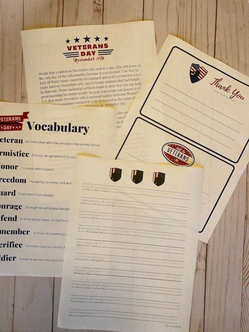 Veterans Day Learning Pack - Etsy
