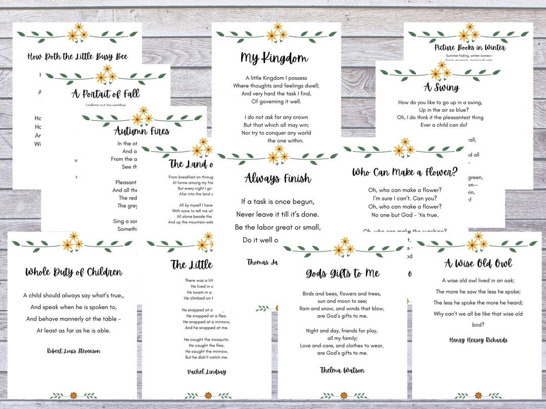 Poetry for Morning Menus | Easy and Delightful Poems for Kids - Etsy