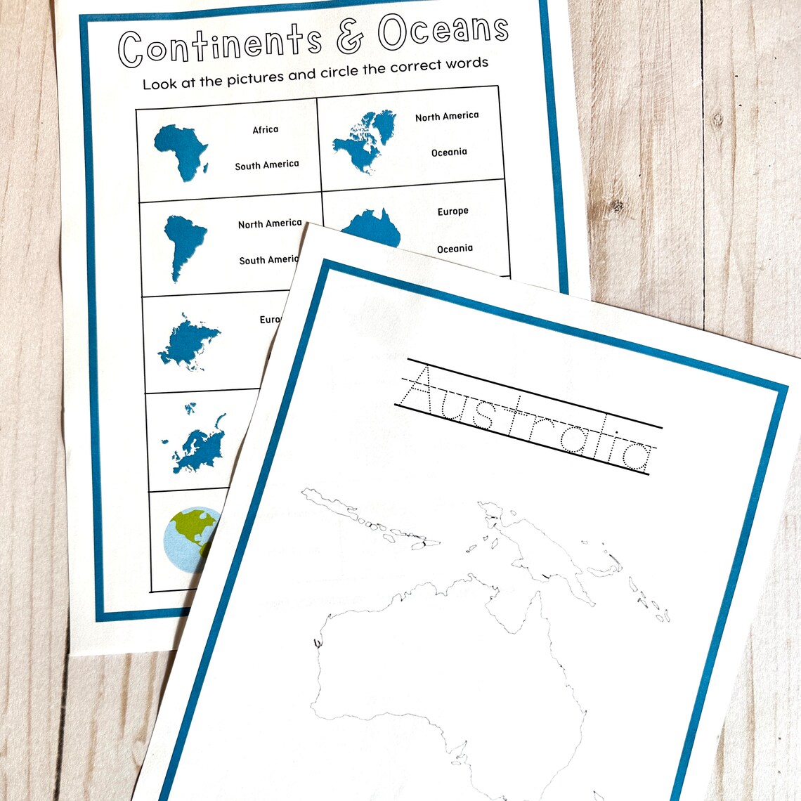 Continents and Oceans Map Coloring Pages. - Etsy