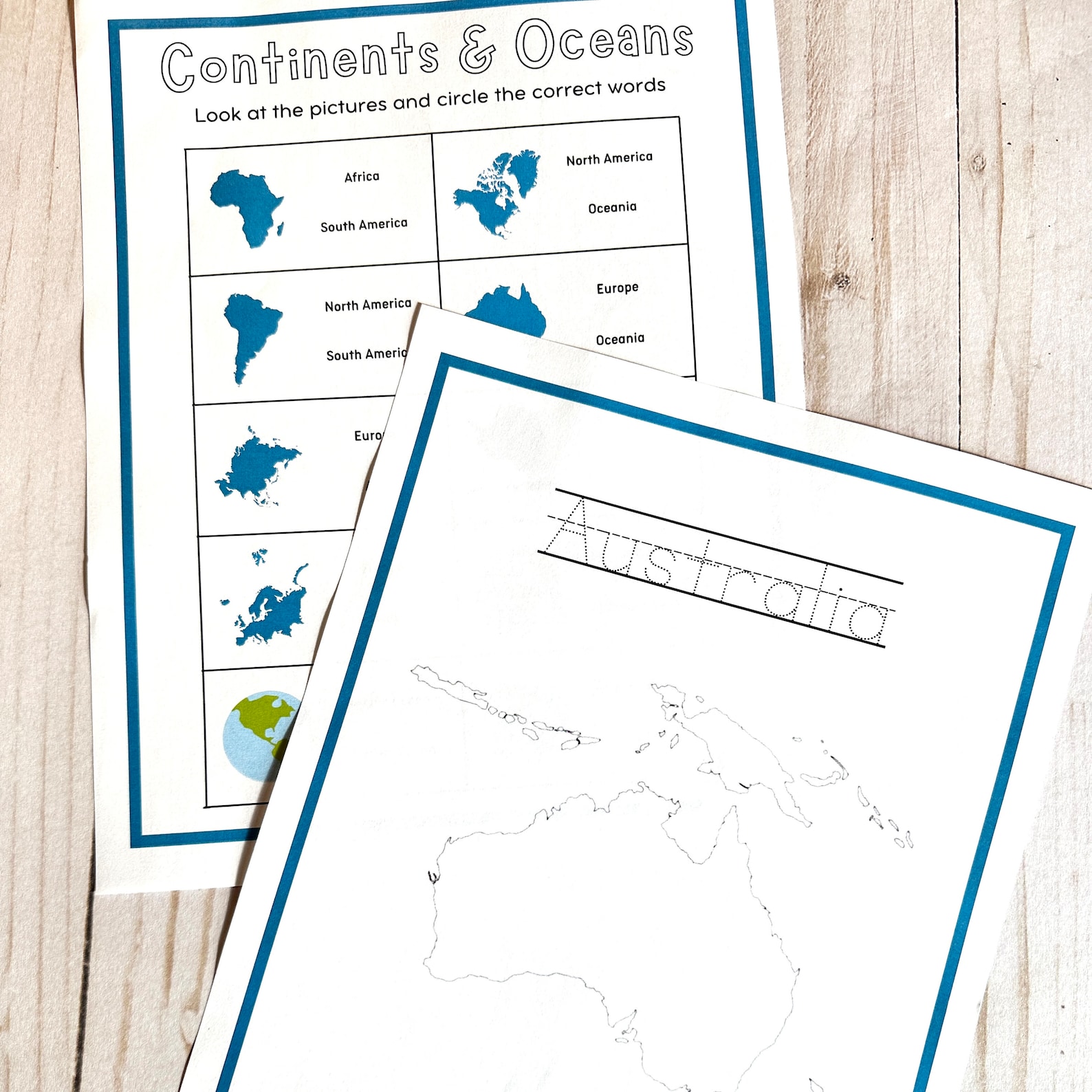 Continents and Oceans Map Coloring Pages. - Etsy