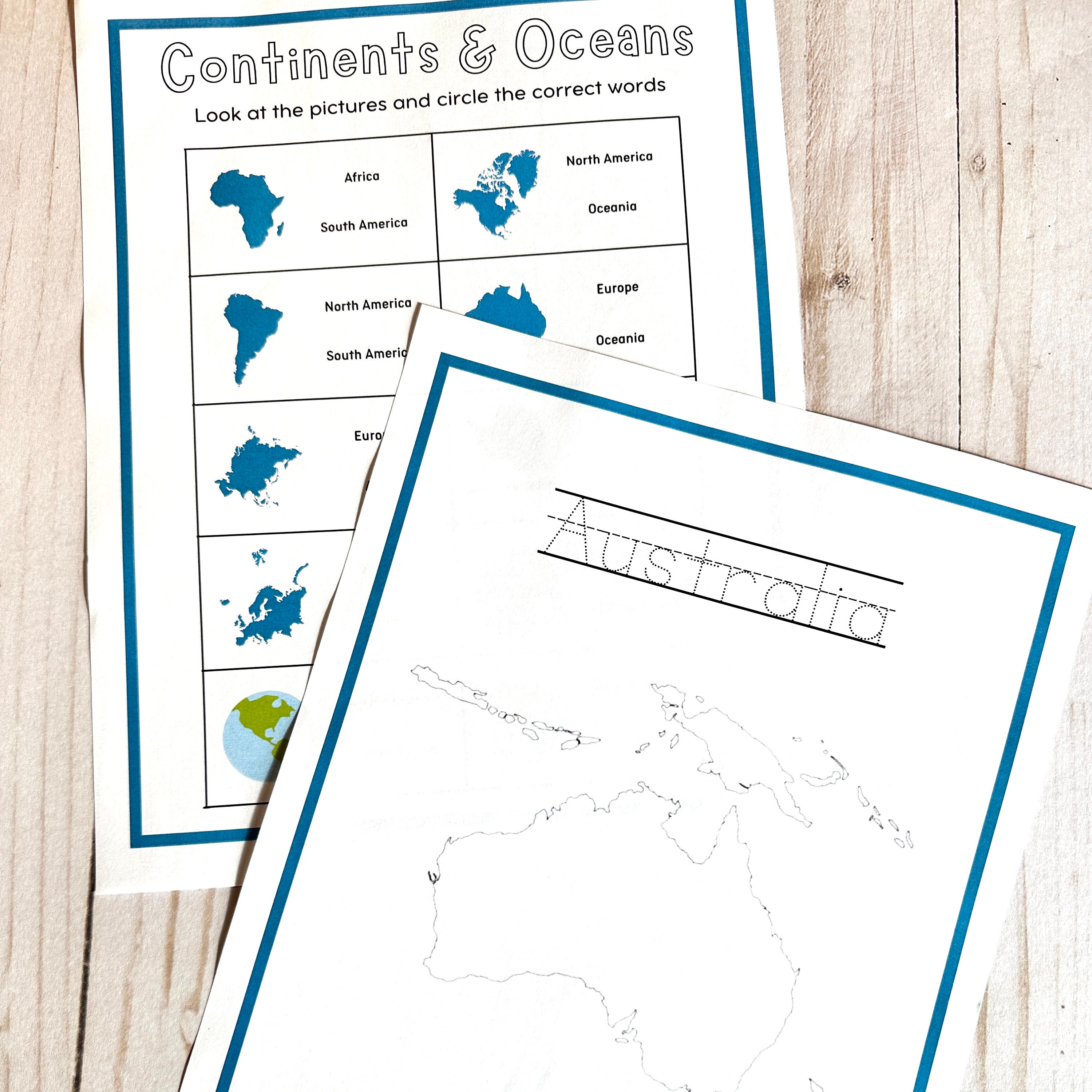 Continents and Oceans Map Coloring Pages. - Etsy