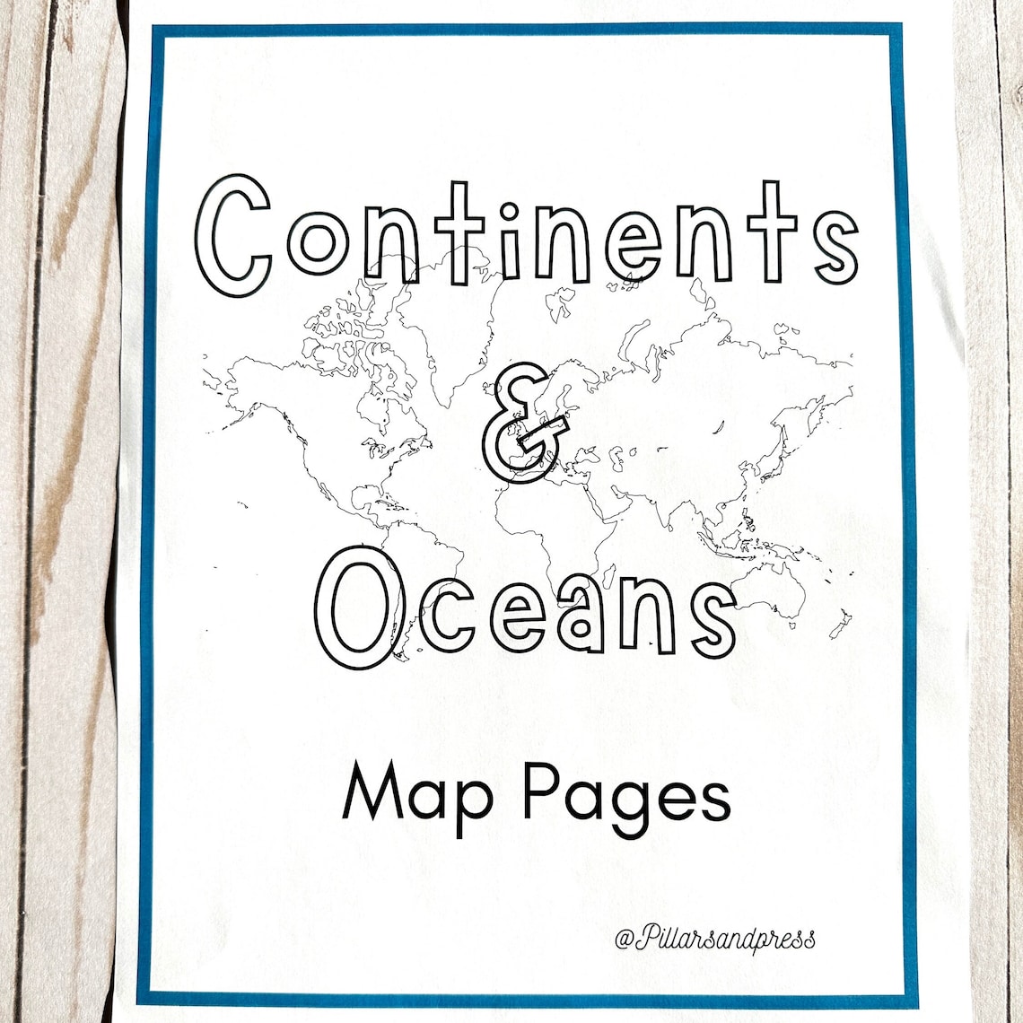 Continents and Oceans Map Coloring Pages. - Etsy