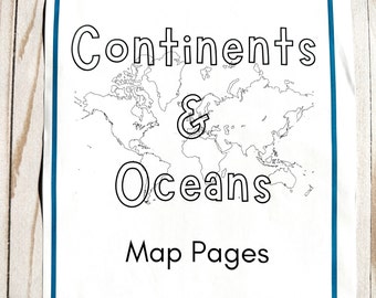 Continents Map - Etsy