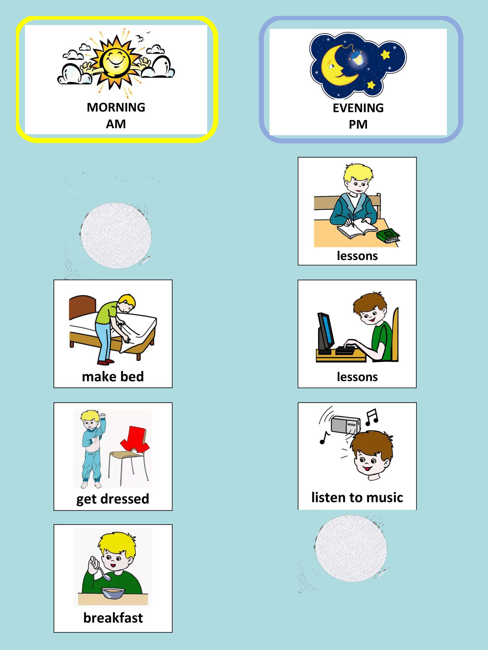 Autism PEC symbols instant download PDF Day and Evening Charts | Etsy