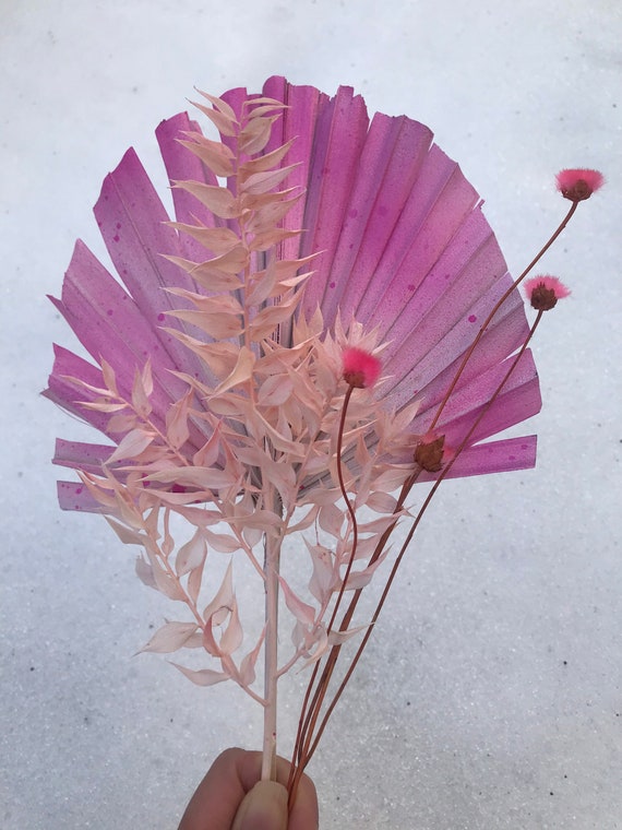 Mini ramo seco / topper de pastel en blanco y rosa - Etsy España