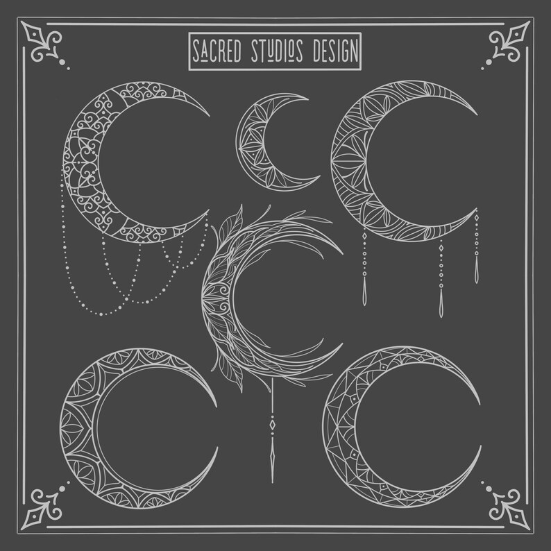Crescent Moon Stamps for Procreate! 30 Tattoo Design Stamp Brushes - Etsy