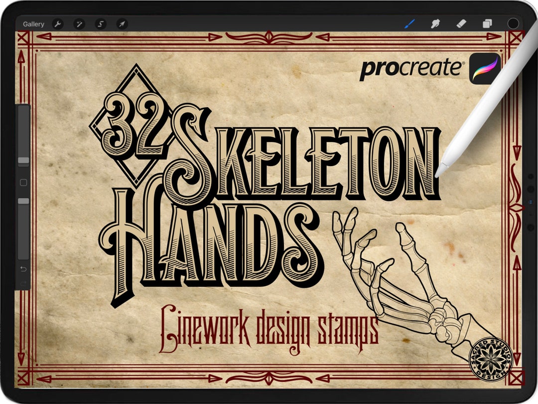 32 Skeleton Hands/ribcages Tattoo Stamp Brush Set for Procreate! - Etsy