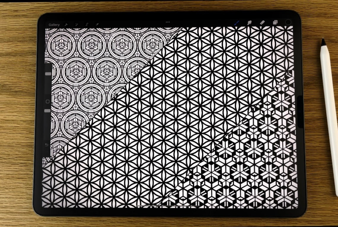 30 Seamless Geometric Pattern Brushes for Procreate Digital | Etsy