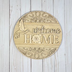 DIY Welcome Home Hummingbird Round Sign Door Hanger, Unfinished Wood ...