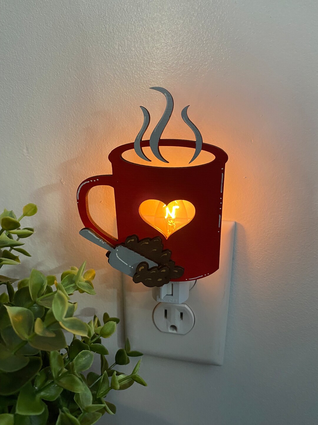 Coffee Night Light, Wooden Night Light, Nightlight Cover, Farmhouse ...