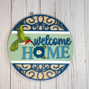 DIY Welcome Home Hummingbird Round Sign Door Hanger, Unfinished Wood ...