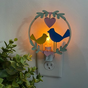 Bird Wreath Night Light, Wooden Night Light, Nightlight Cover ...