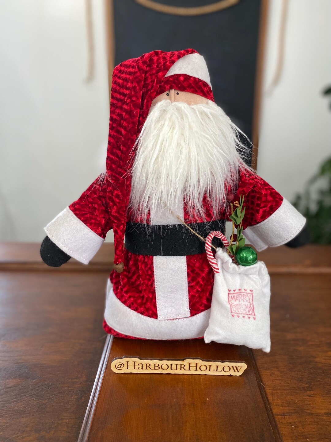 Stuffed Santa Home Decor, Quilted Santa Shelf Sitter, Christmas Home ...