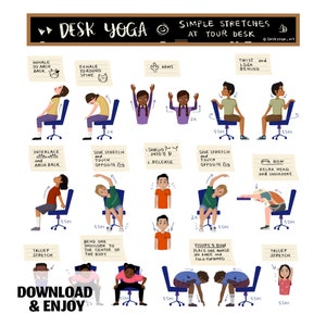 Kids Desk Yoga and Stretches Poster Printable | Educational Poster for ...