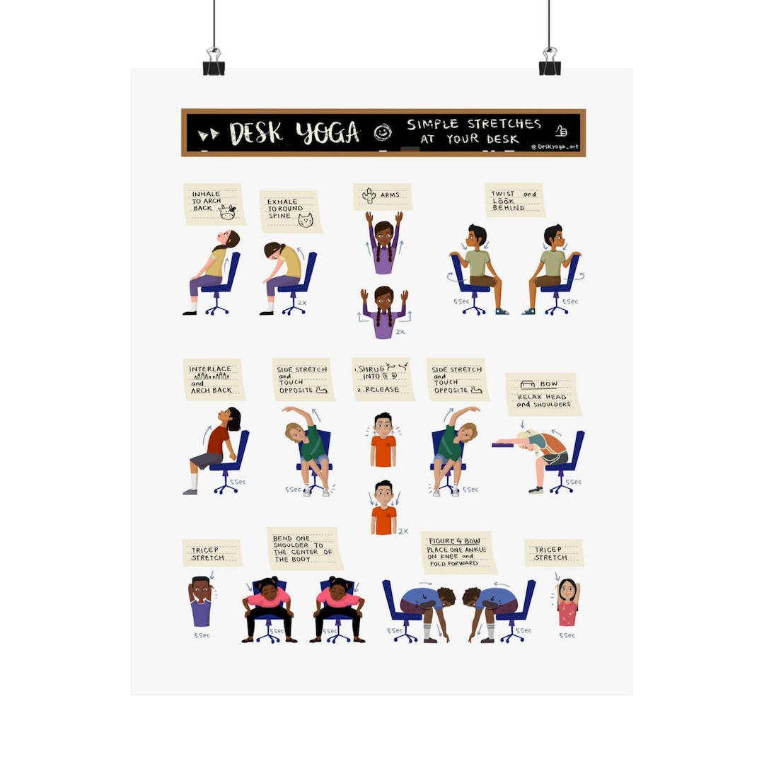 Kids Desk Yoga and Stretches Poster Physical Print | Educational Poster ...