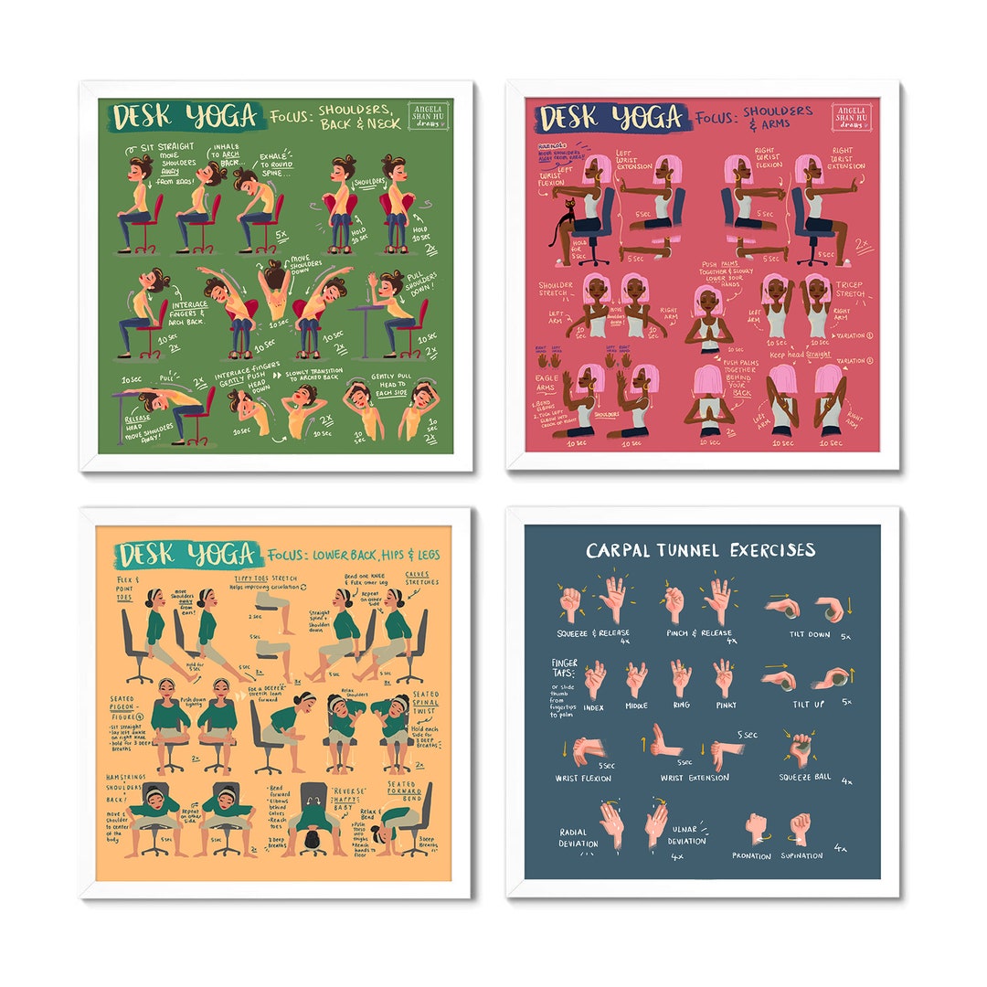 Desk Yoga - **bestsellers Bundle** | Office Yoga Print | Yoga at Your ...