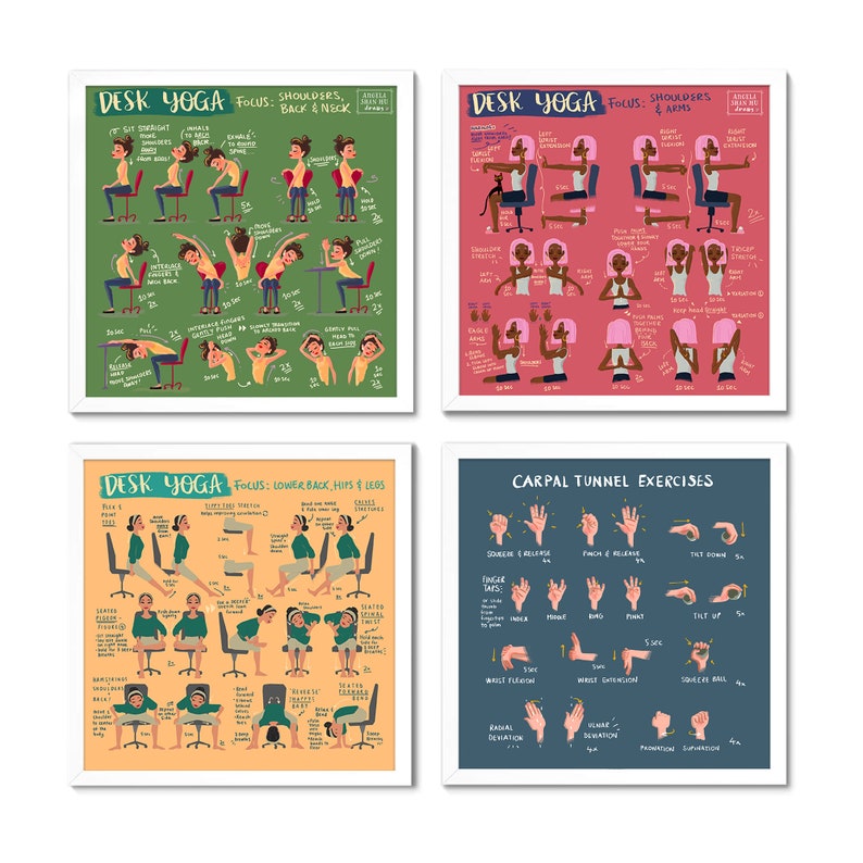 Desk Yoga bestsellers Bundle Office Yoga Print Yoga - Etsy