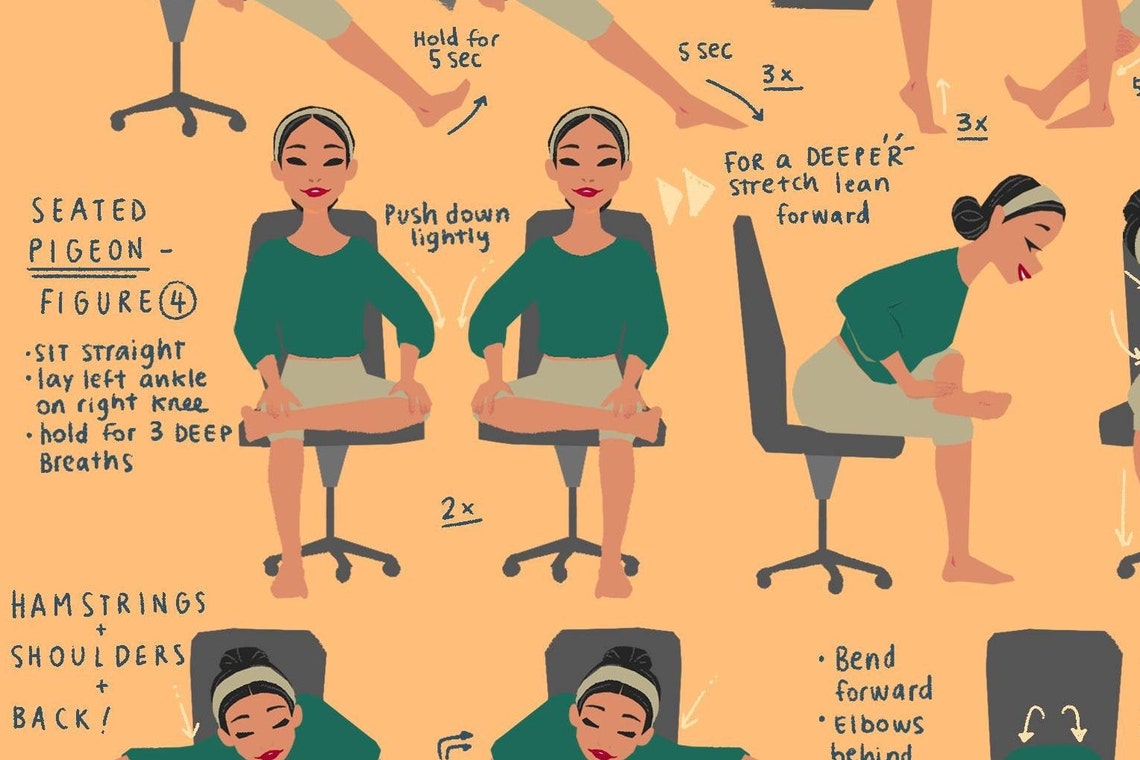 Desk Yoga Focus on Lower Body Lower Back and Hips Yoga - Etsy