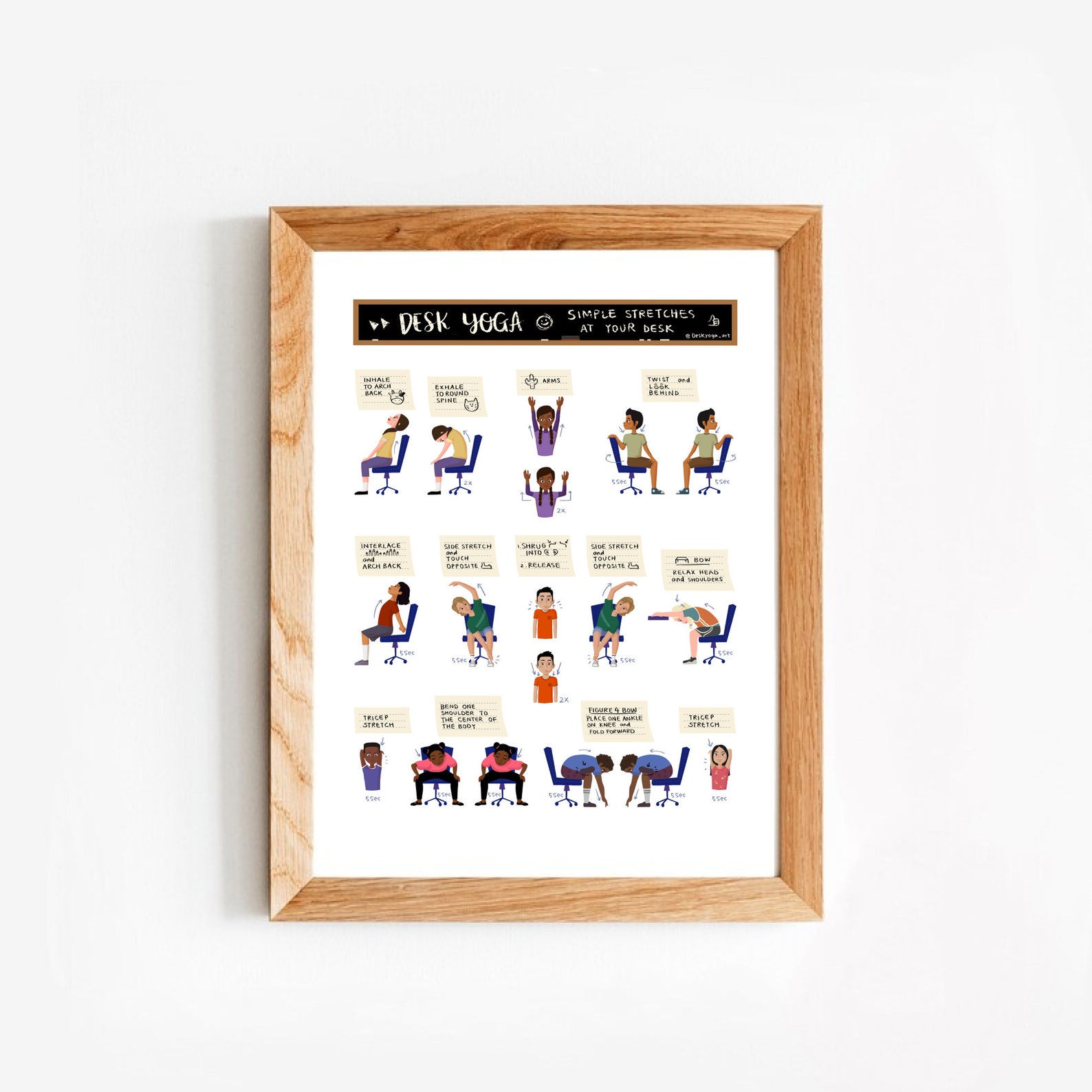 Kids Desk Yoga and Stretches Poster Printable | Educational Poster for ...