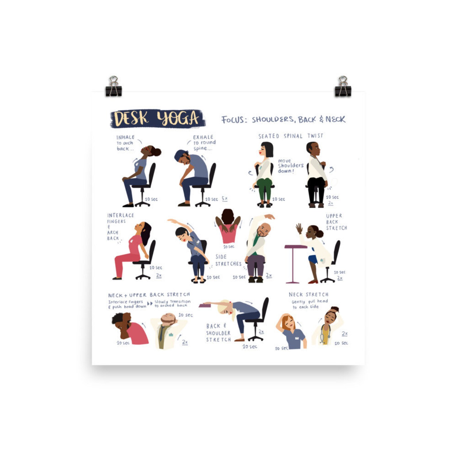 Desk Yoga for Shoulders, Back, and Neck - Physical Print | Healthcare ...